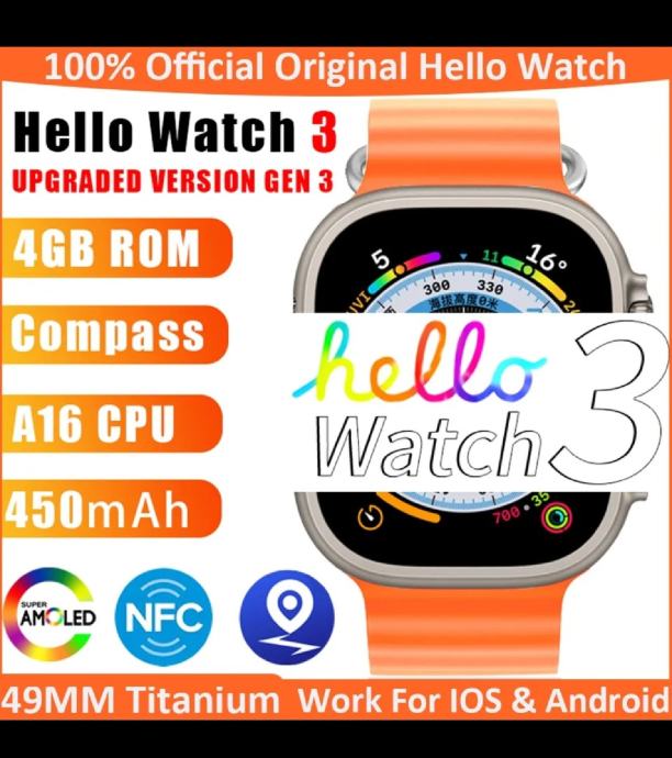 Smartwatch HELLO WATCH 3 ULTRA, Upgraded Version GEN 3, G3-A01, 49 mm