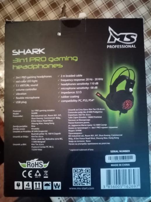 Shark MS Professional 3 in 1 Pro Gaming Headphones