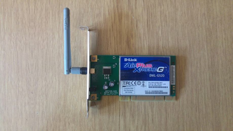 D-Link Air Plus Extreme G DWL-G520 PCI Wifi wireless kartica