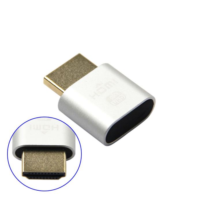 HDMI VGA Dummy Adapter, 4K UHD Headless Display Plug, [Ghost Display]