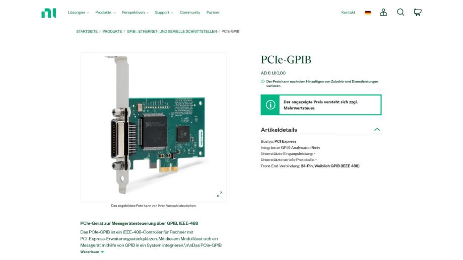 National Instruments PCIe-GPIB kartica