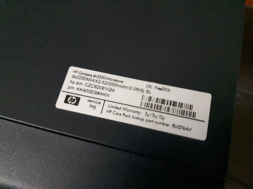 HP DX2250 + Monitor