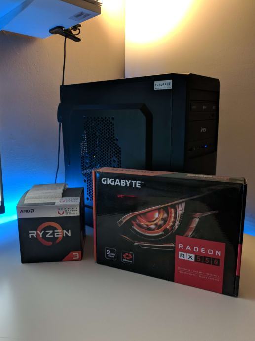 PC RX 550 GPU, AMD Ryzen 3 2200G CPU,