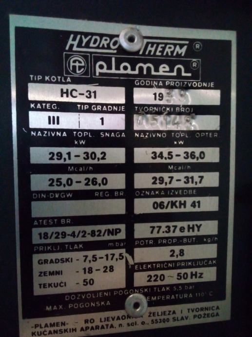 Plinska peć za centralno