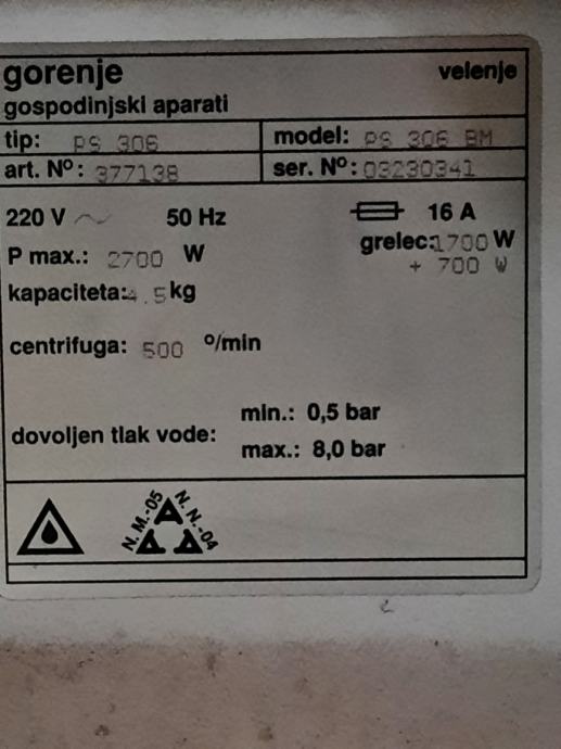 Gorenje PS 306 BM - new line