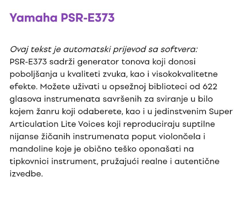 Klavijatura Yamaha PSR-E373