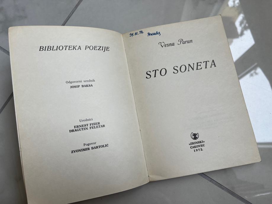 VESNA PARUN, Sto soneta