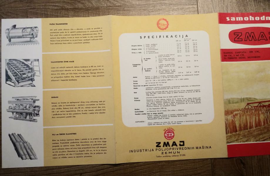ZMAJ Zemun - lot starih prospekata iz 50/60-tih ( kombajn 780 i dr.