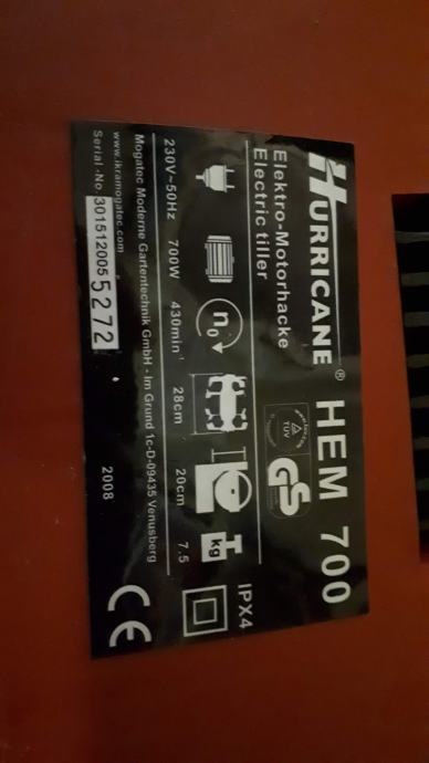 Kopačica električna HURRICANE HEM 700