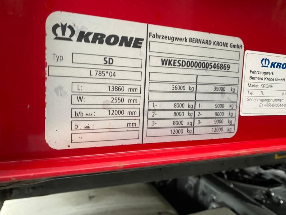 Krone SD, paletar, podizna osovina, BPW, REG. DO 03/24, 2012 god.