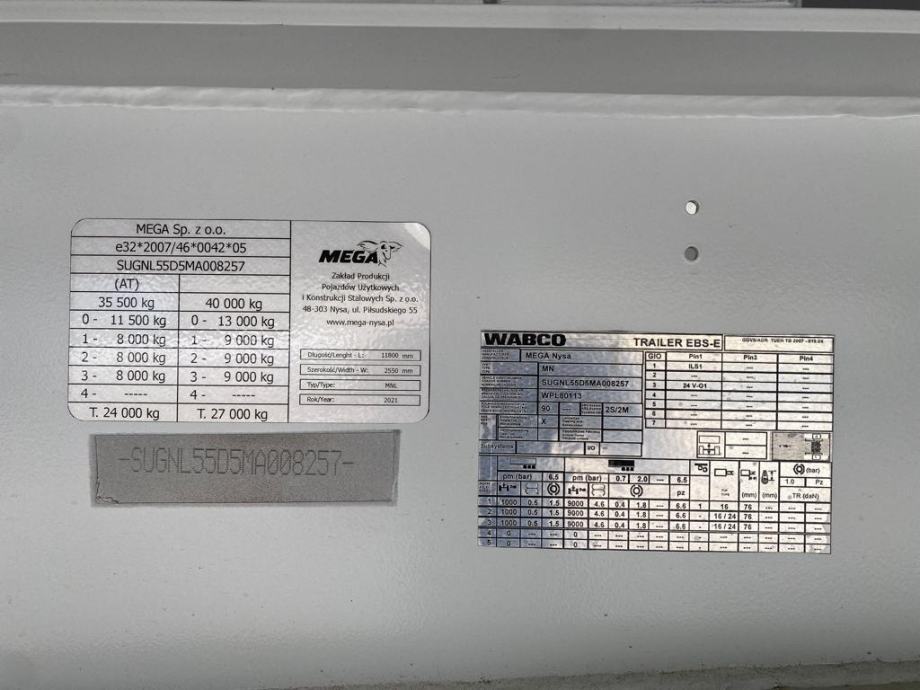 MEGA LIGHT 3 55m3 kiperica Podizna osovina SAF, 2022 god.