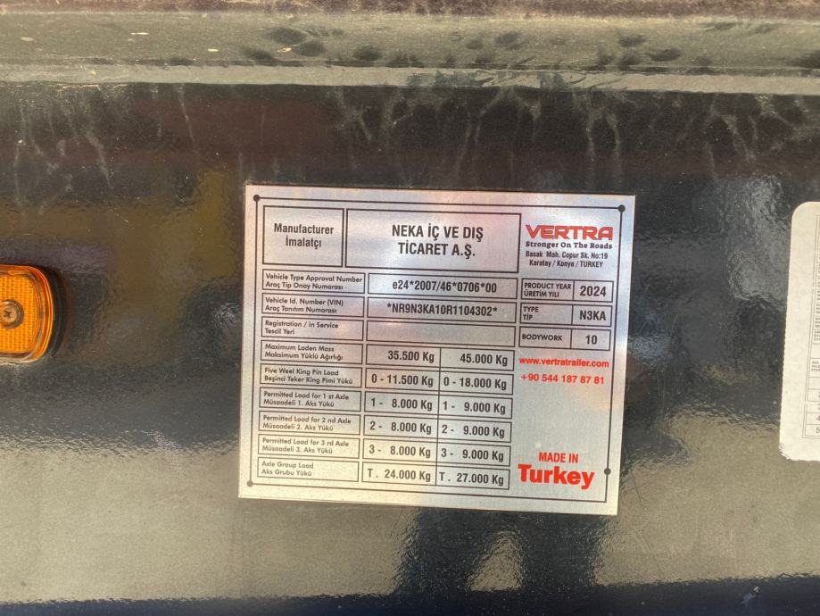 VERTRA TRAILER N3KA10 kiperica za otpad 64m³ - MOGUĆ NAJAM, 2024 god.