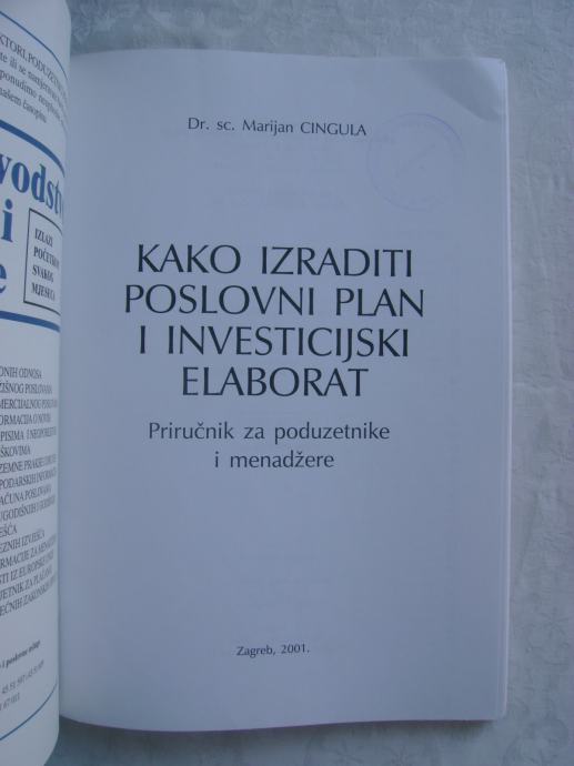 Marijan Cingula - Kako izraditi poslovni plan i investicijski elaborat