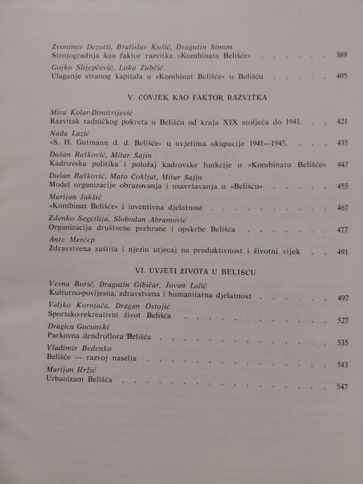Zbornik radova Kombinat BELIŠĆE kao činilac privrednog razvoja