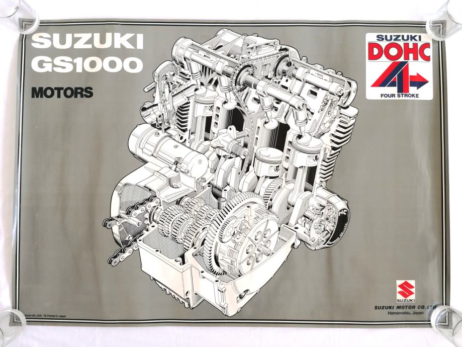 2ORIGINAL POSTER PLAKAT MOTORA od SUZUKI GS1000 iz 1980ih god 103x73cm
