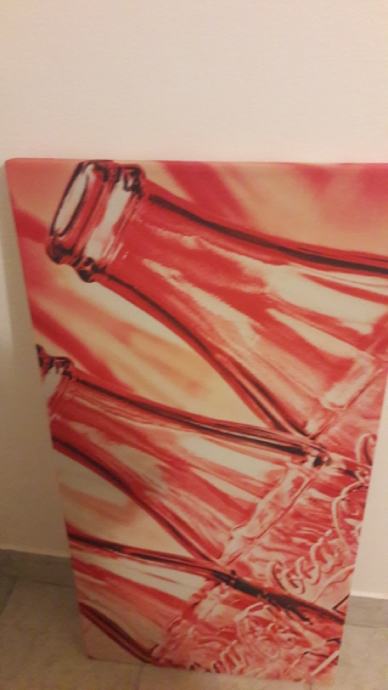Coca Cola plakat slika ukras pano platno na letvicama 100cmx50cm