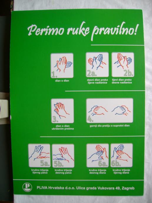 Stari, ali aktualan plakat - Perimo ruke pravilno - Pliva Hrvatska