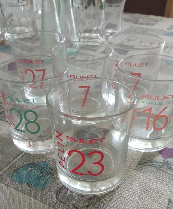 Čaše za žesticu viski itd. Pelin Rulet različiti brojevi NOVO 6 čaša