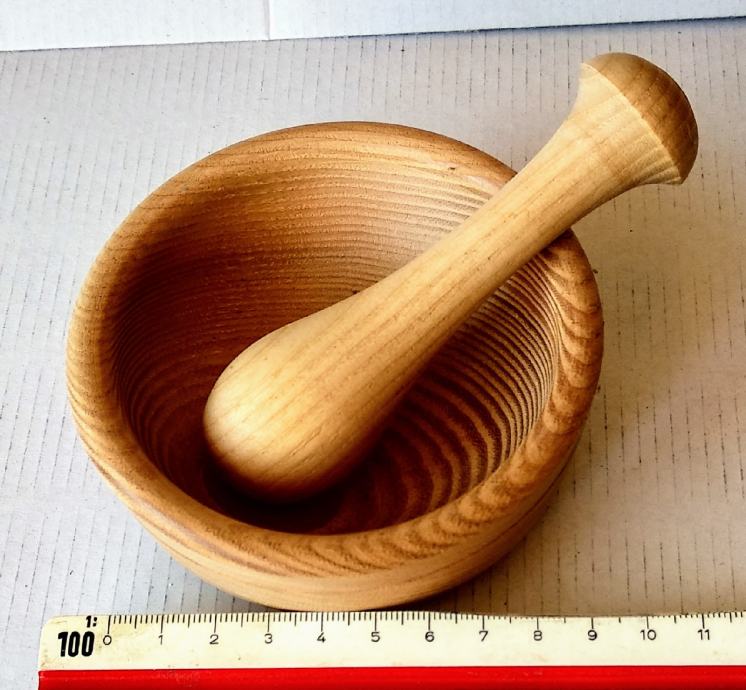 Drveni mužar - avan s tučkom - fi 10 cm - ⚡NOVO⚡