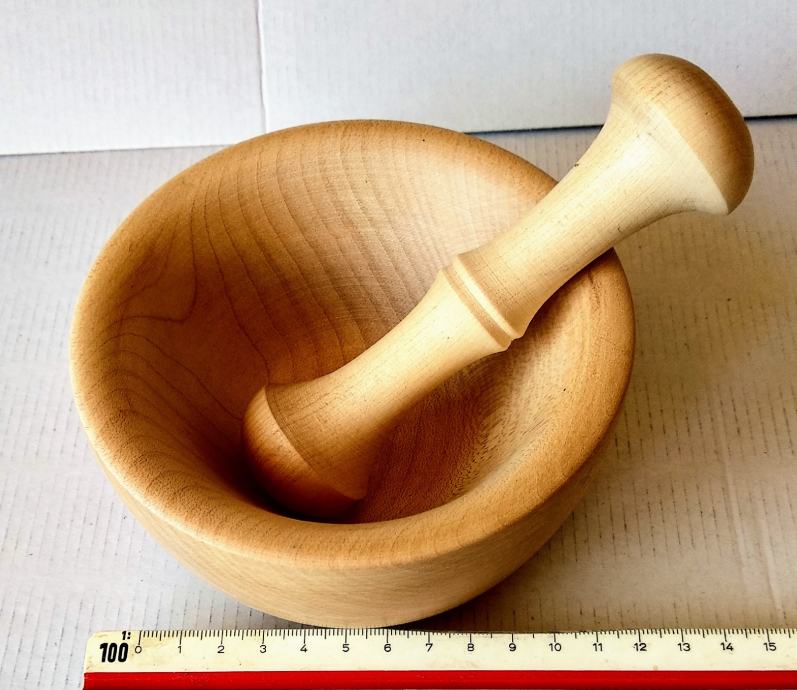 Drveni mužar - avan s tučkom - fi 13cm - model A -⚡NOVO⚡