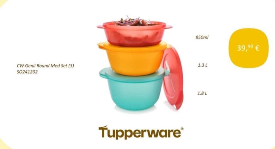 Tupperware CrystalWave okrugli set od 850 ml, 1,3 lt i 1,8 lt