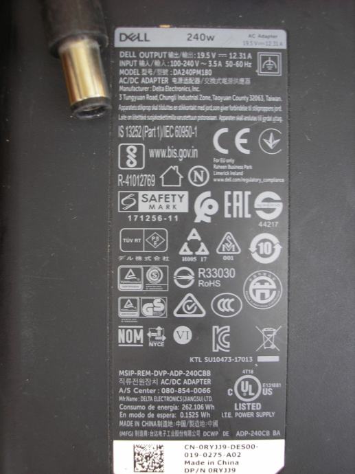 Punjač za laptop Dell AC Adapter ORIGINAL, 19.5V, 12.3A, 240W