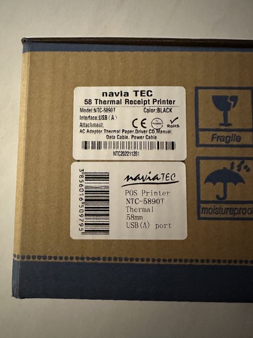 POS printer NaviaTec 58mm Thermal, Android, QR kode ispis