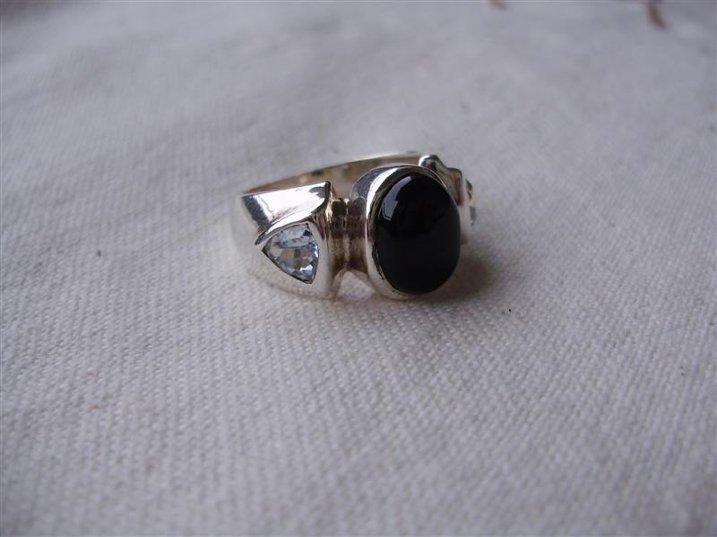 prsten ONYX, AKVAMARIN srebro 925