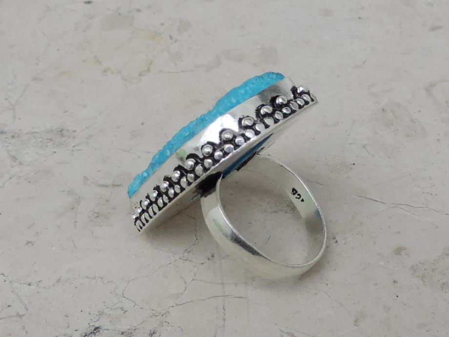 Prsten DRUSY AHAT - plavi, vel. 9