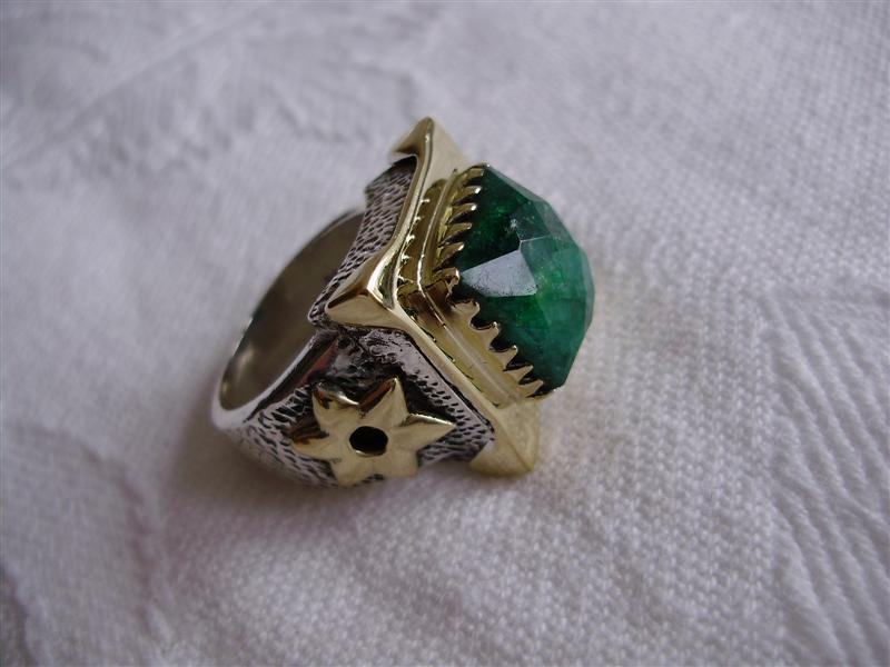 prsten SMARAGD srebro 925 pozlata 18K