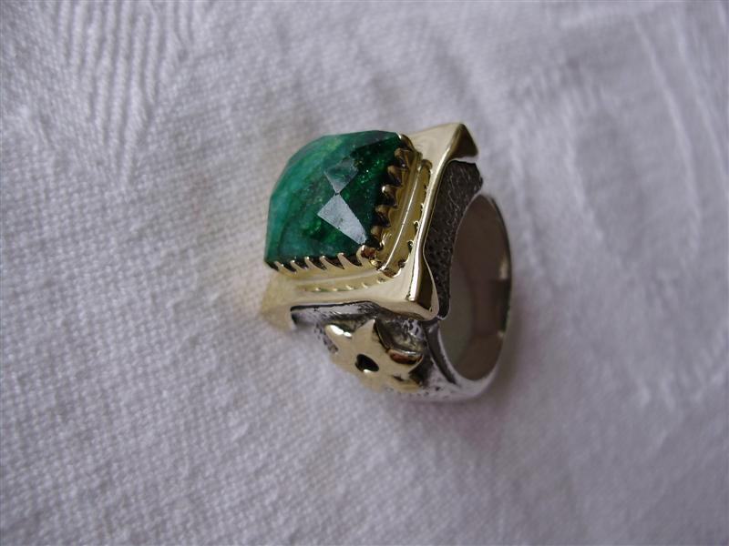 prsten SMARAGD srebro 925 pozlata 18K