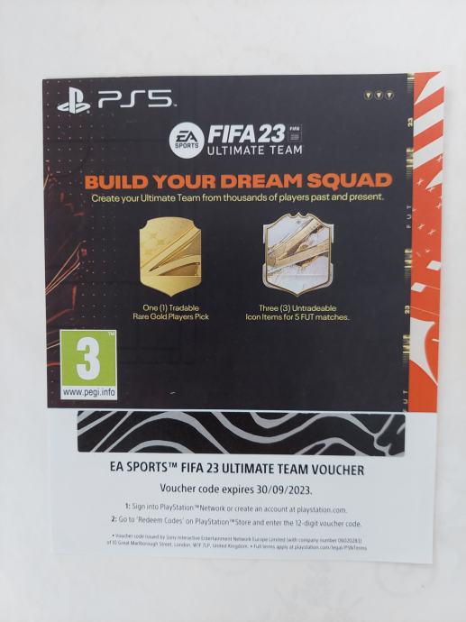 FIFA 23 PS5 voucher + ultimate team voucher
