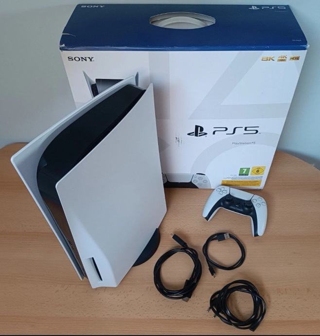 PlayStation 5 PS5 Blu-ray Disc Edition, 2 Controllera, 3 igrice
