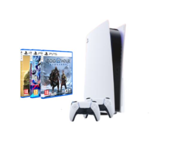 PS5 + 2 Controllers + 3 Igre - Novo