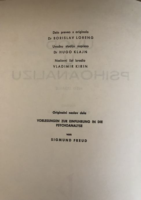 Frojd ( Freud ),Sigmund : Uvod u psihoanalizu