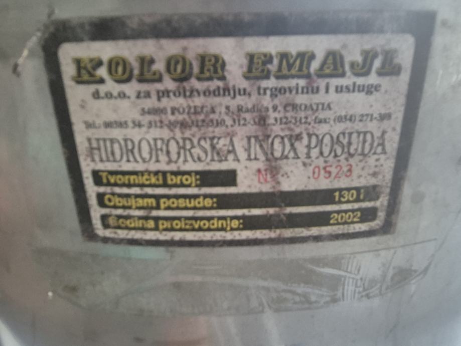 Hidroforska inox posuda 130 ltr, pumpa, sklopka i manometar