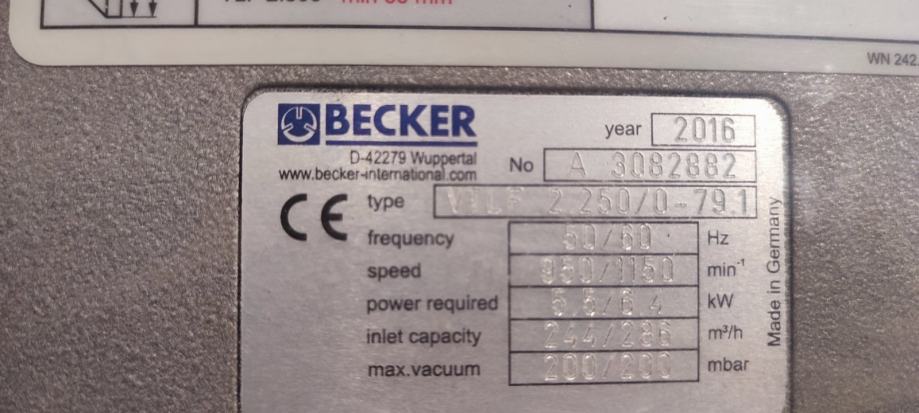 Akcija Vakum pumpa Becker VTLF 2.250/0-79.1
