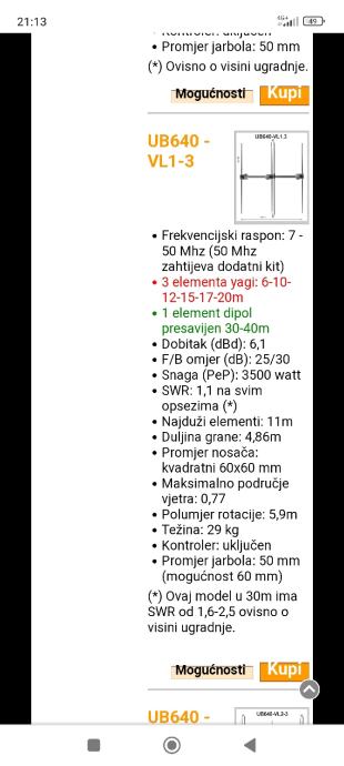 ULTRABEAM UB640-VL 1.3 3el 6-40met