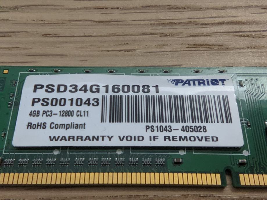 1x4 GB 1600 PATRIOT DDR3 RAM