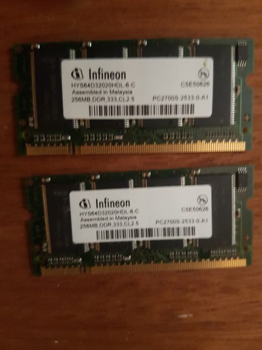 2x256MB DDR PC2700S 333MHz SO DIMM 200-pin