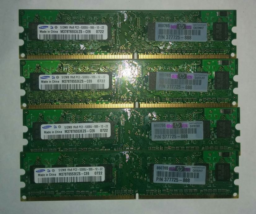 DDR2 memorija 512MB, 1GB, 2GB