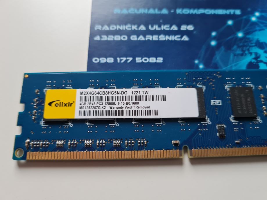 Elixir 4GB DDR3, 2Rx8 PC3 12800U, 1600 MHz - Račun / R1 / Jamstvo