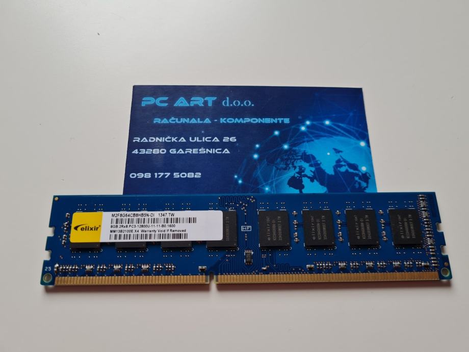 Elixir 8GB DDR3, 2Rx8 PC3 12800U, 1600 MHz - Račun / R1 / Jamstvo
