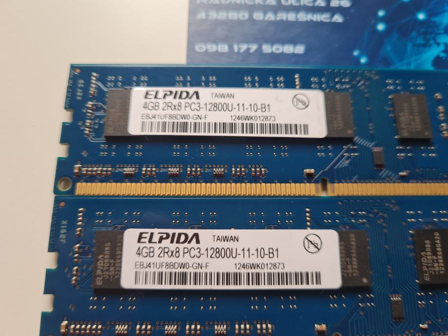 Elpida 8GB (2x4GB) DDR3, 2Rx8 PC3 12800U, 1600 MHz - Račun / R1