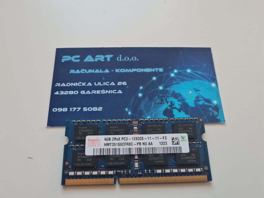 Hynix 4GB DDR3, PC3 2Rx8 12800S, 1600 MHz, SODIMM, Račun/R1/ Jamstvo
