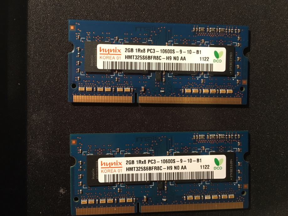 Hynix So-dimm 2 x 2GB PC3-10600 1333mhz, izvađena iz Macbook Pro 2009