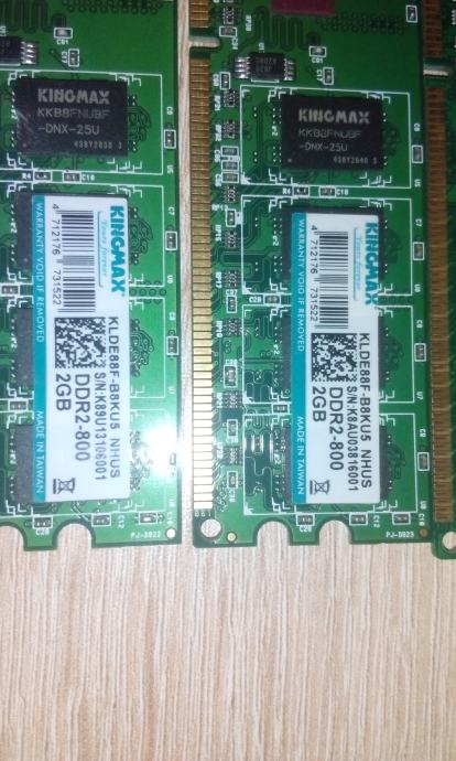 KINGMAX DDR-800 2GB cijena 150 kn, Transcend 1G DDR2 800 DIMM 80 kn