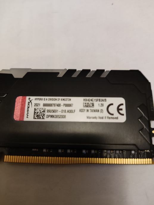 MEMORIJA DDR4 KINGSTON HYPERX FURY 2400 MHZ 8GB RGB