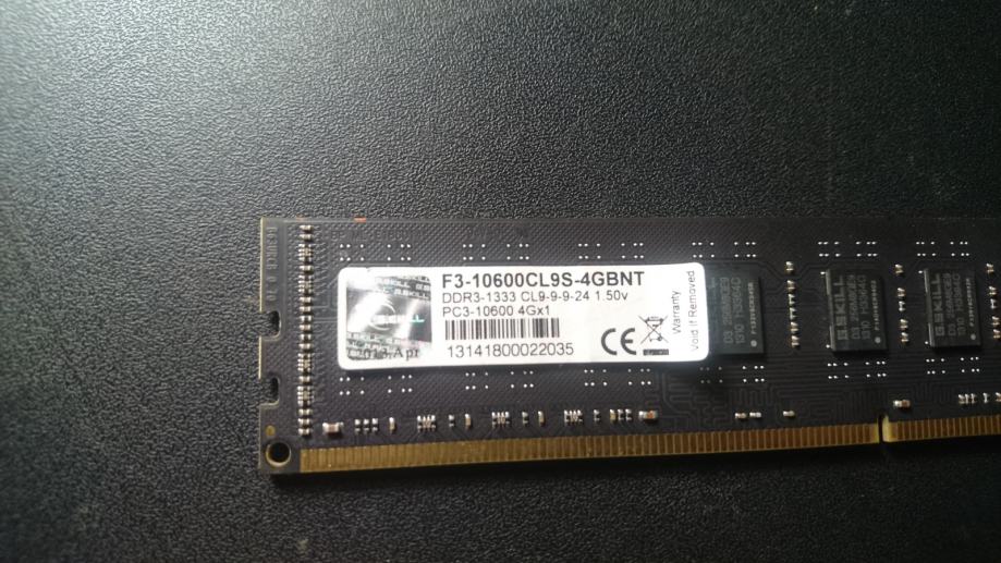 Memorija PC-10600, 4 GB, G Skill, F3-10600CL9S-4GBNT, DDR3, 1333 Mhz