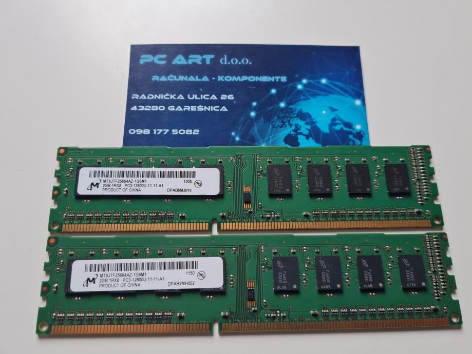 Micron 4GB (2x2GB) DDR3, 1Rx8 PC3 12800U, 1600 MHz - Račun / R1